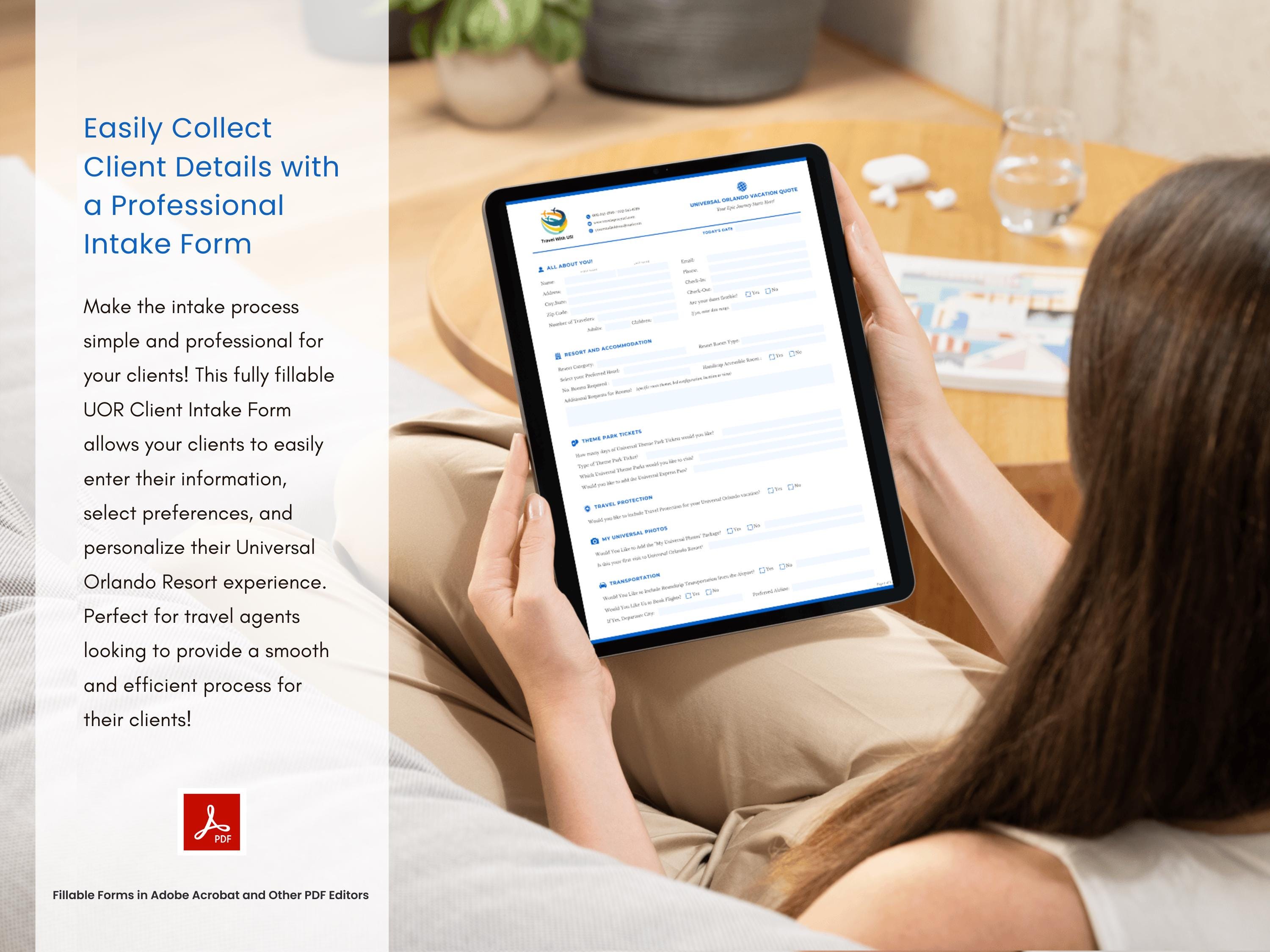 UOR Client Intake Form Fillable PDF Template for Travel Agents – 3 ...