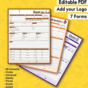 Travel Agent Booking Forms Fillable & Printable PDF Including a Quote ...