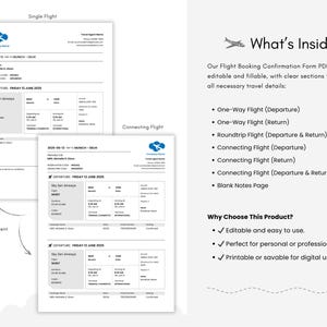 Flight Booking Confirmation Template | Editable in Canva | Travel Agent ...