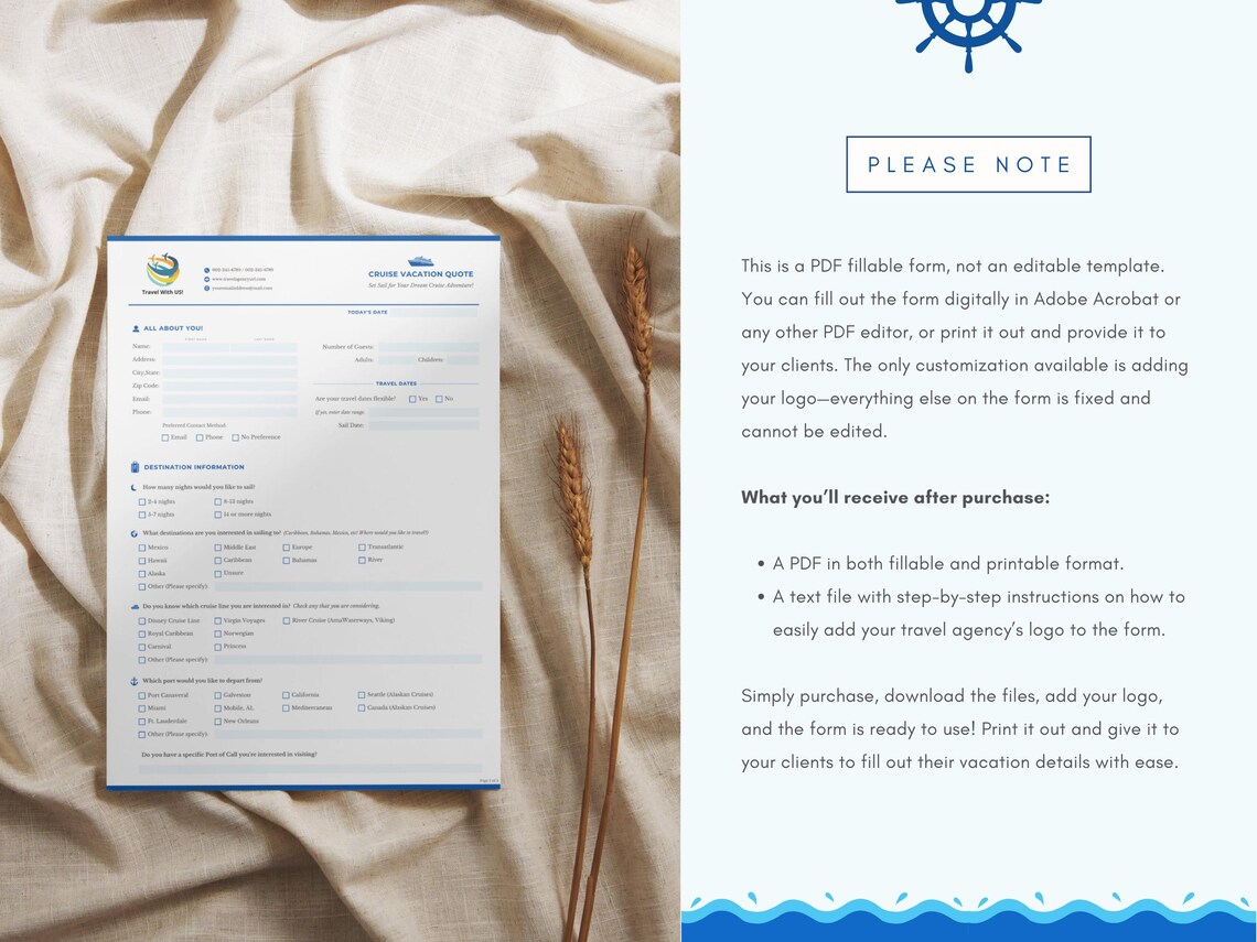 Cruise Client Intake Form Fillable PDF Template for Travel Agents – 4 ...
