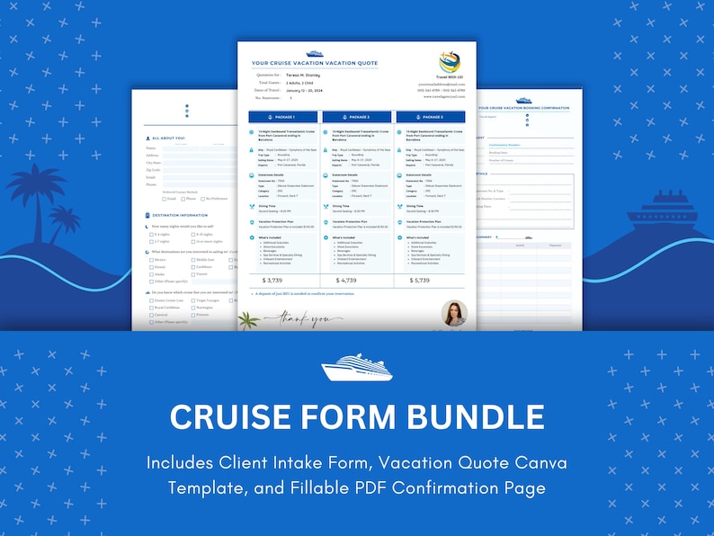 Cruise Form Bundle – Quote Template (editable in Canva), Client Intake ...