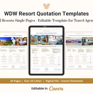 WDW Resort Quotation Templates With 35 Resorts, Fully Editable Template ...