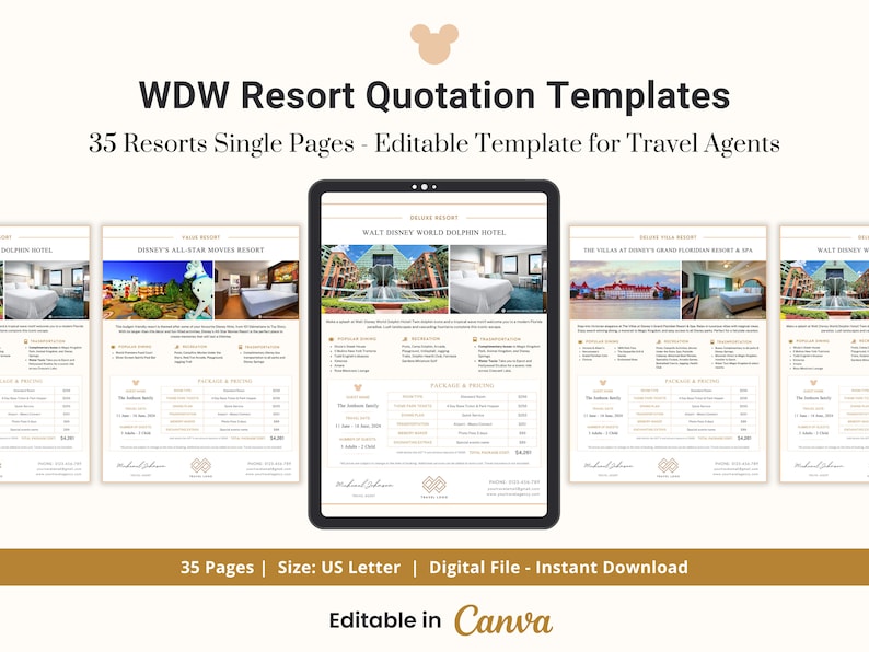 WDW Resort Quotation Templates With 35 Resorts, Fully Editable Template ...