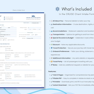 Cruise Client Intake Form Fillable PDF Template for Travel Agents – 4 ...