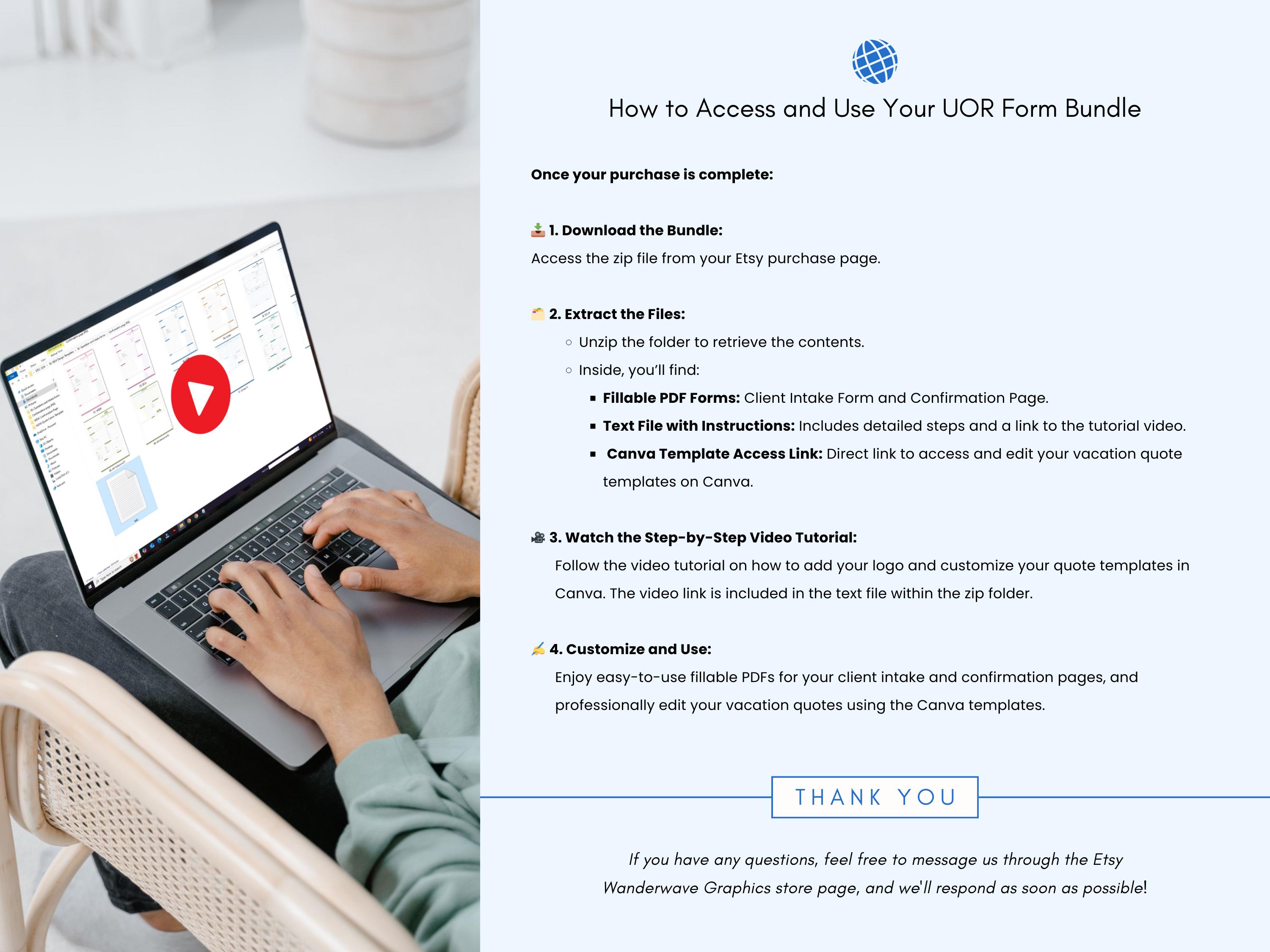 UOR Form Bundle – Intake Form (fillable PDF), Quote Template (editable ...