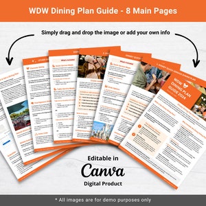 Ultimate WDW Dining Plan Guide 2024: Editable CANVA Template for Travel ...