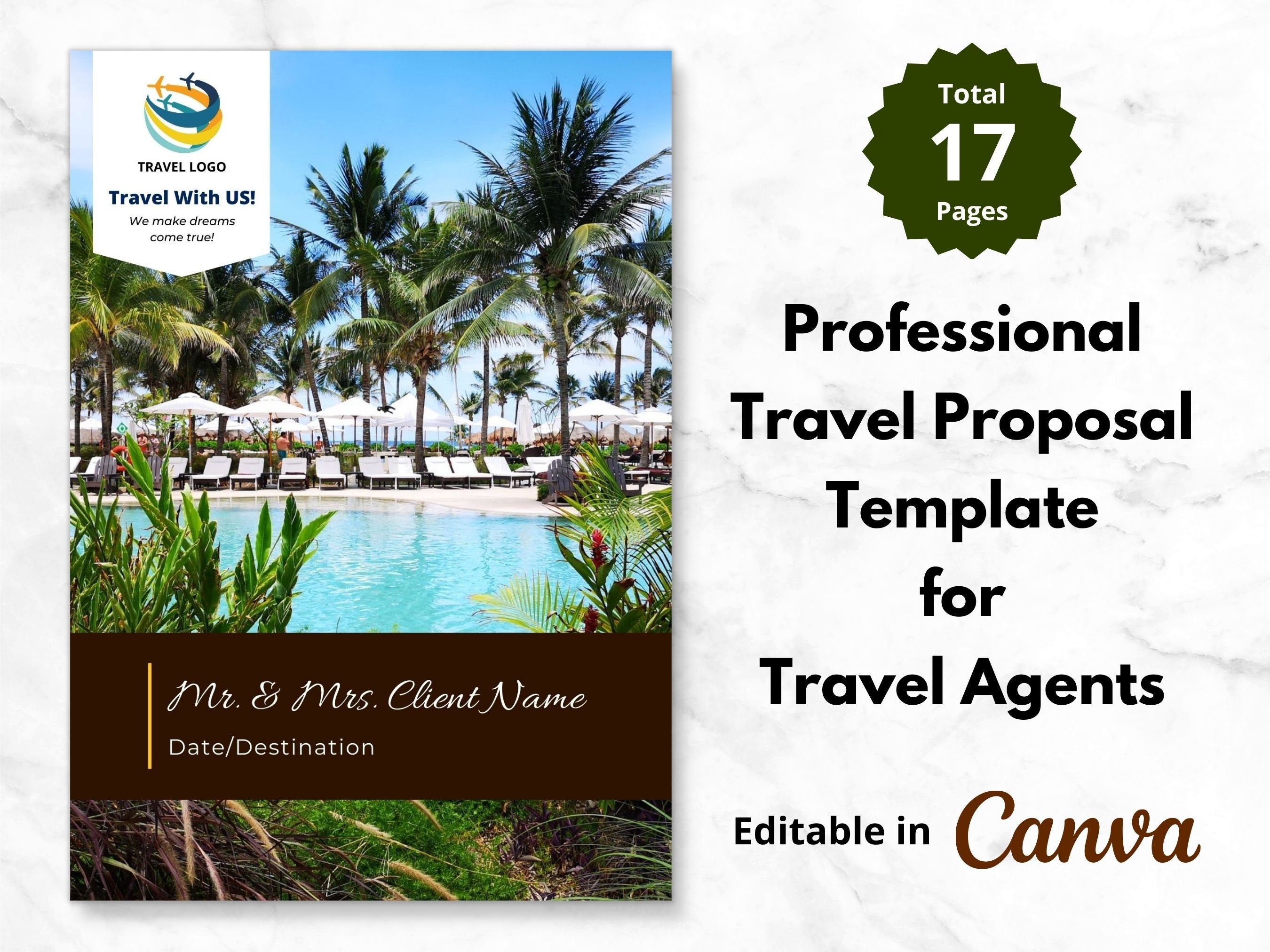 Professional Travel Proposal Template for Travel Agents - Editable in ...
