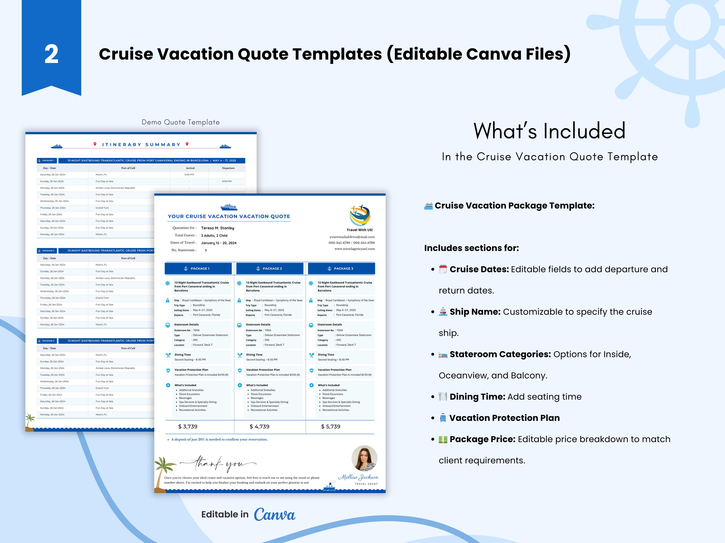 Cruise Form Bundle – Quote Template (editable in Canva), Client Intake ...