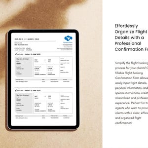 Flight Booking Confirmation Template | Editable in Canva | Travel Agent ...
