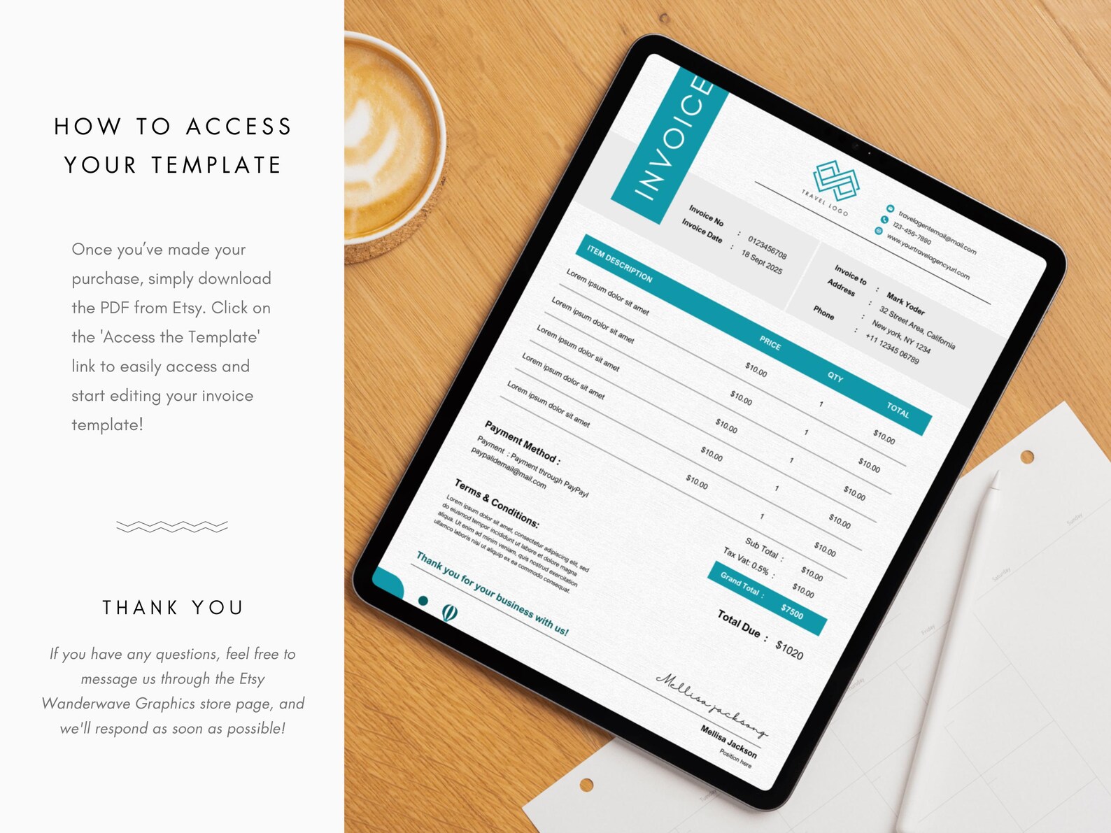 Travel Agency Invoice Template for Agents & Advisors – Fully Editable ...