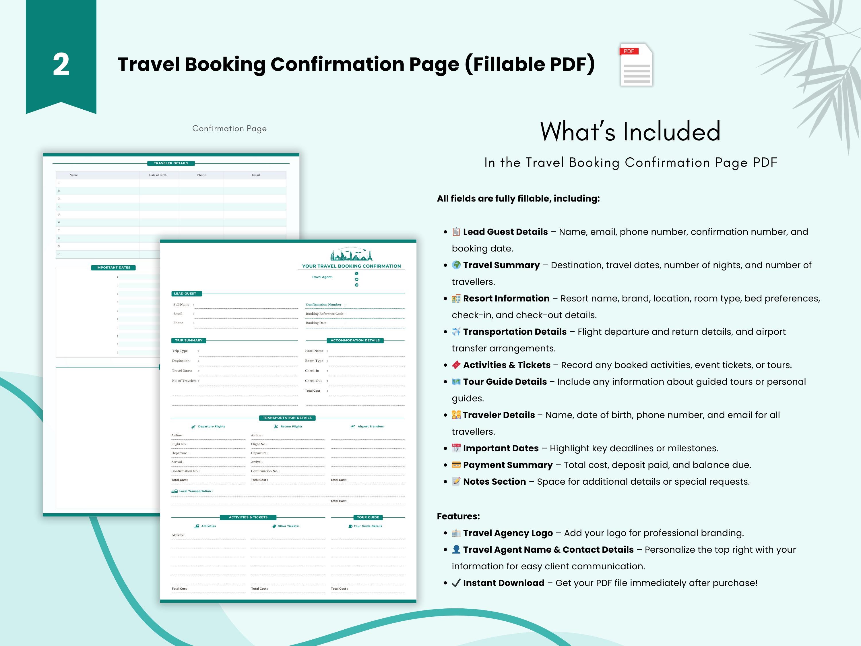 Travel Quote Client Intake Form & Booking Confirmation Form Bundle ...