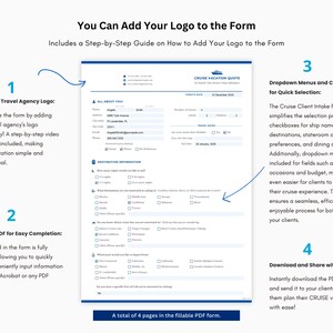 Cruise Client Intake Form Fillable PDF Template for Travel Agents – 4 ...