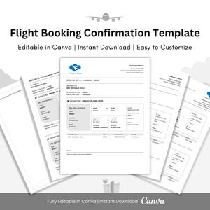 Flight Booking Confirmation Template | Editable in Canva | Travel Agent ...