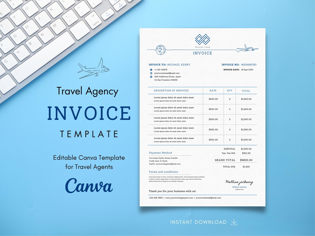 Elegant Travel Agency Invoice Template for Travel Agents & Advisors ...