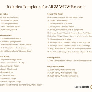 WDW Resort Quotation Templates With 35 Resorts, Fully Editable Template ...