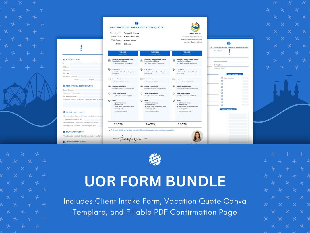 UOR Form Bundle – Intake Form (fillable PDF), Quote Template (editable ...