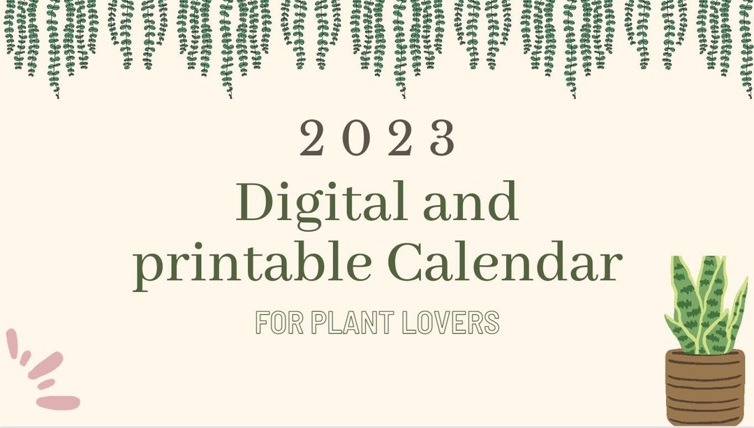 Aesthetic Digital Calendar for Plant Lovers, Plant Accents and Easy to ...