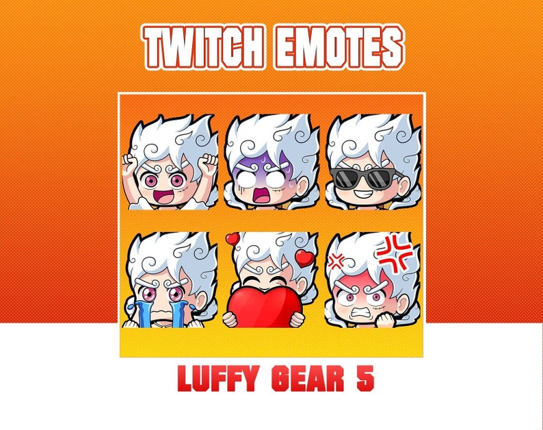 Luffy Gear 5 Emotes for Twitch, Luffy Emotes, One Piece Emotes, Twitch ...