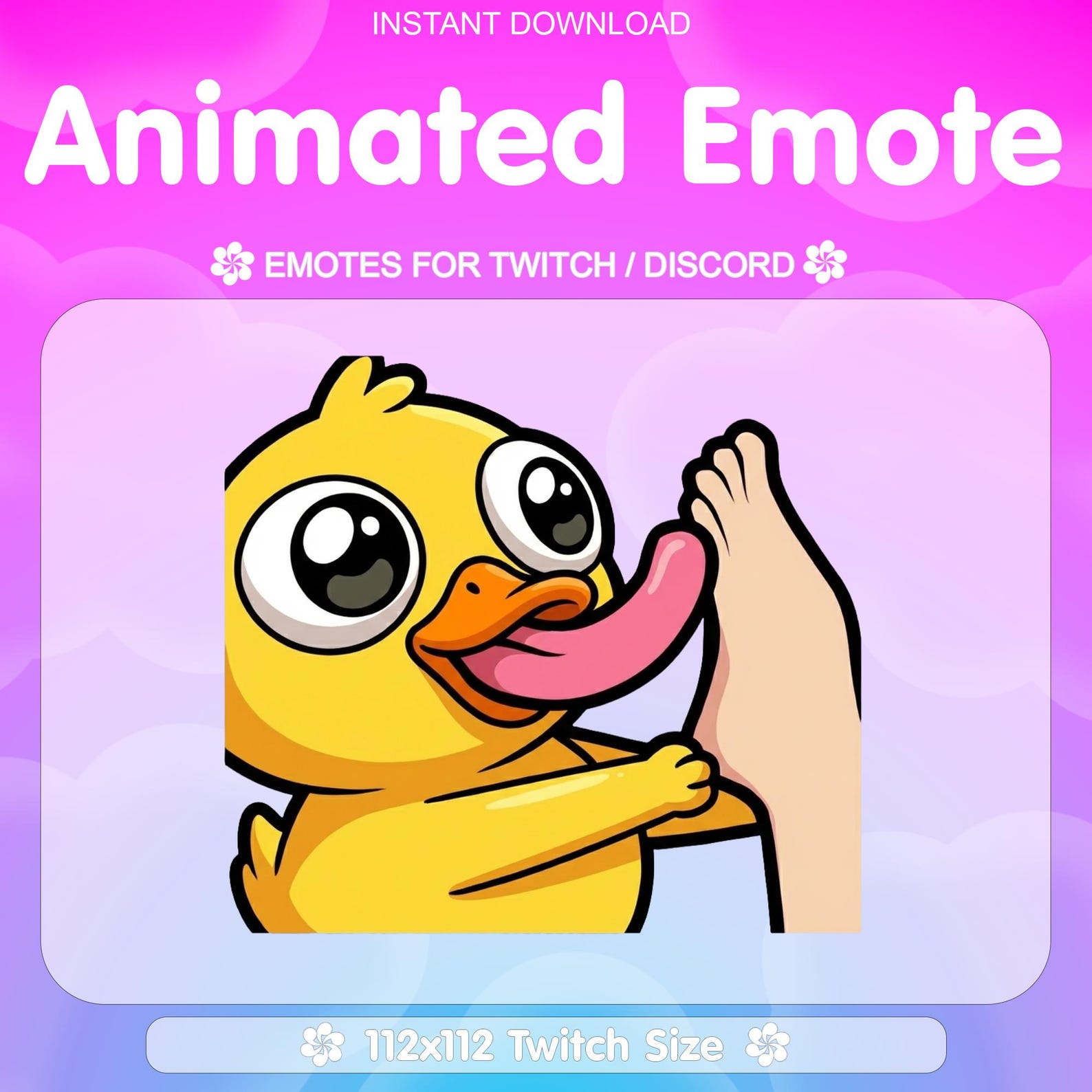 Duck Lick Animated Emote for Twitch - Duck Emote, Animated Duck, Yellow ...