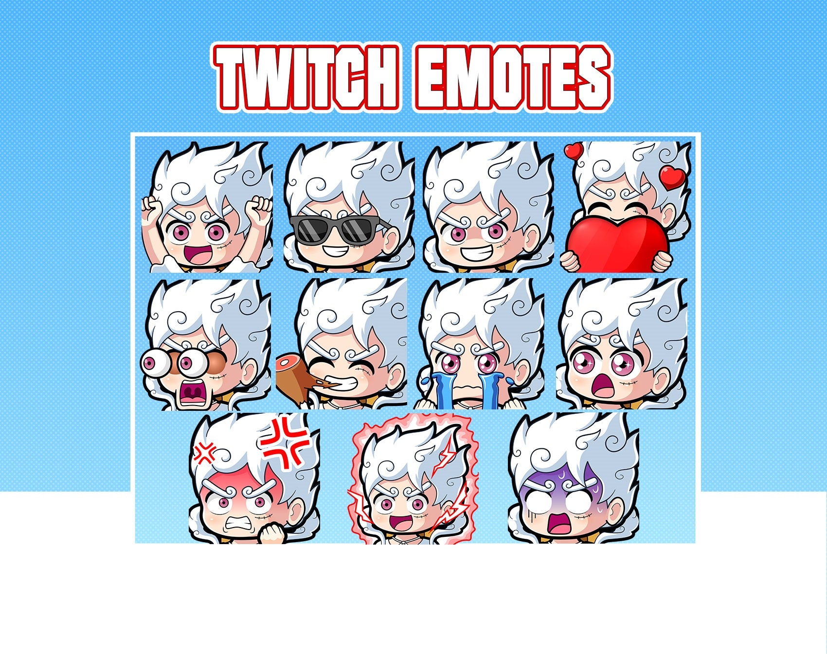 Pirate Captain 11 Emotes Pack for Twitch Anime Emotes, Cute, Chibi ...