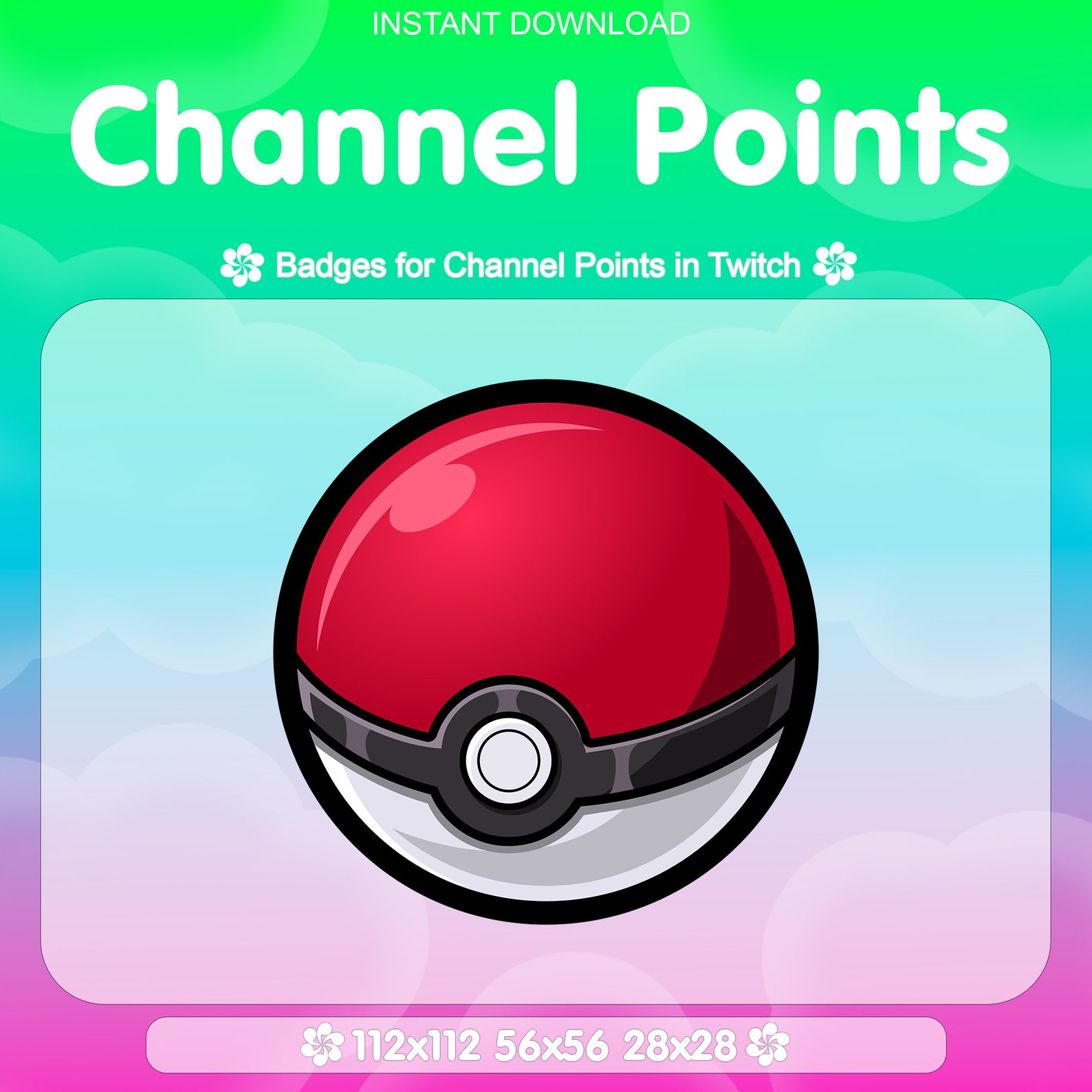 Ultra HD Pokeball Channel Point Badge for Twitch - Channel Badges, Sub ...
