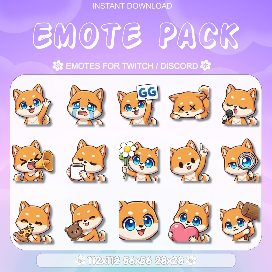 Shiba Inu Emotes for Twitch - 15 Emotes, Shiba Inu, Shiba, Cute, Kawaii ...