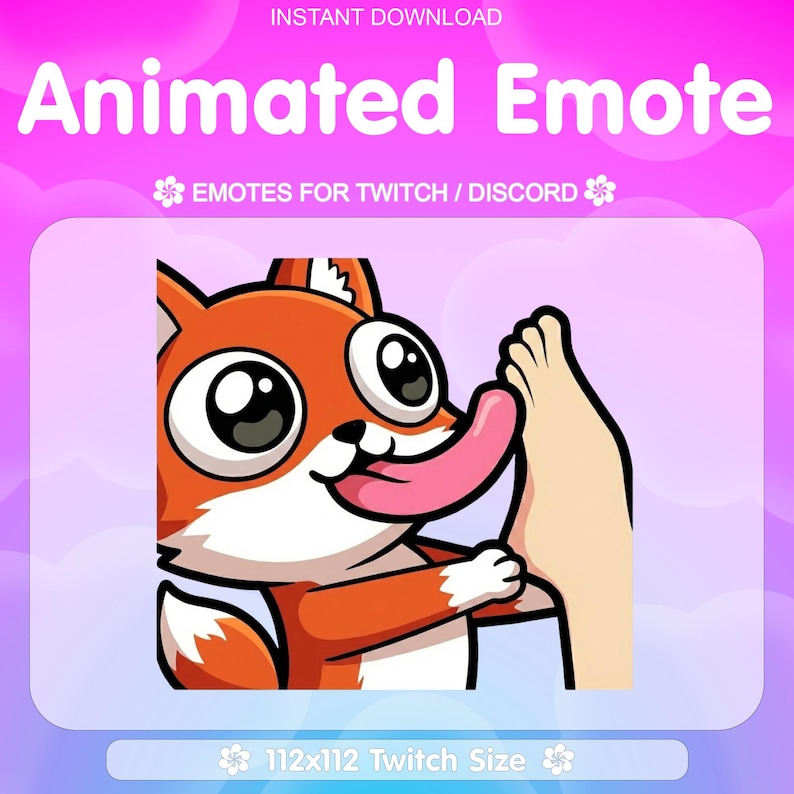 Fox Lick Animated Emote for Twitch - Fox Emote, Animated, Tongue, Funny ...