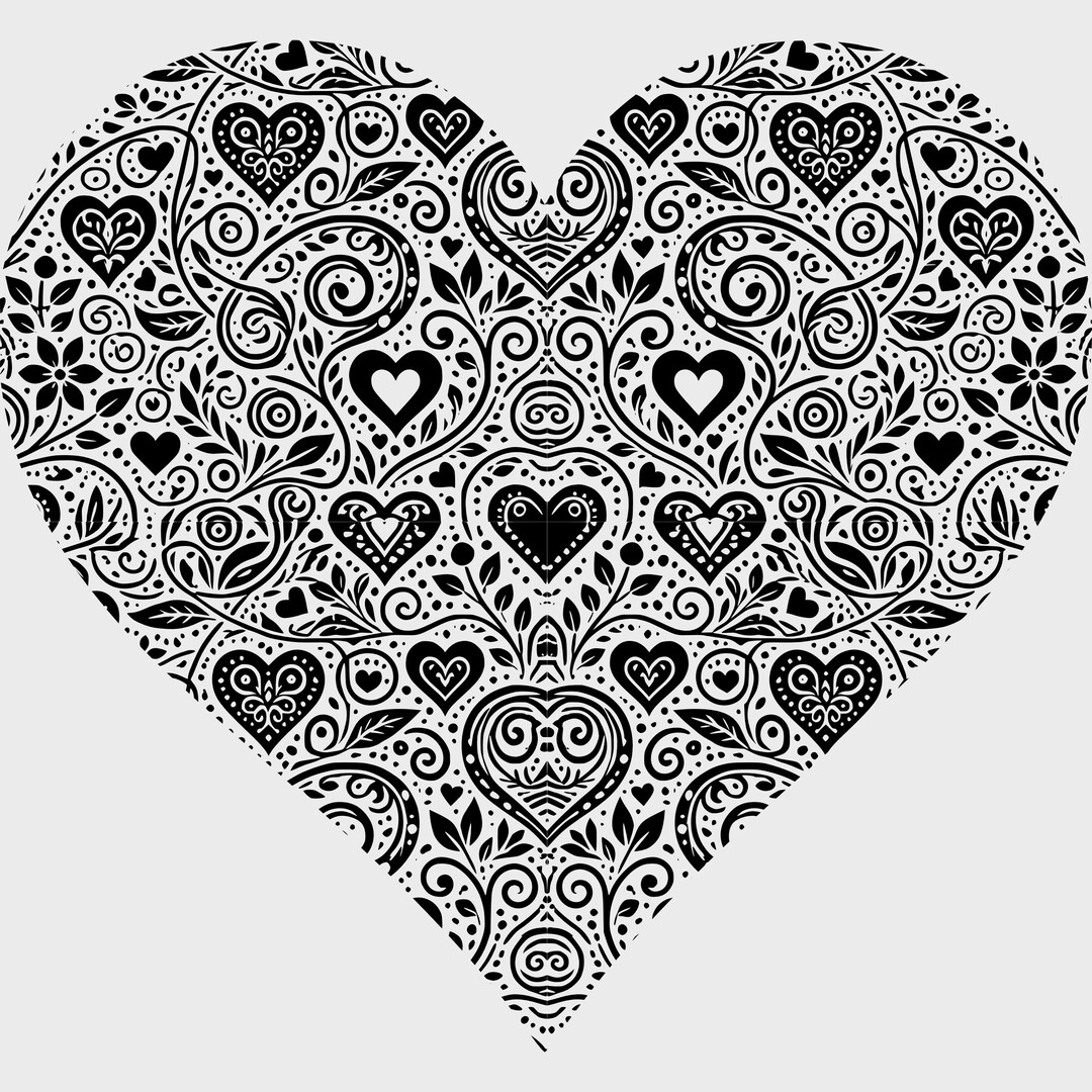 Patterned Heart SVG File for Valentine's Day Crafts, Decorative Heart ...