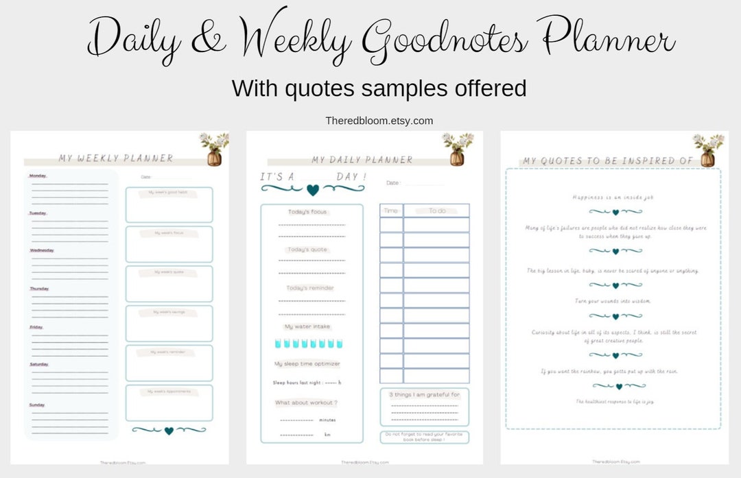 Weekly / Daily Planner Goodnotes Template, Undated Weekly / Daily ...