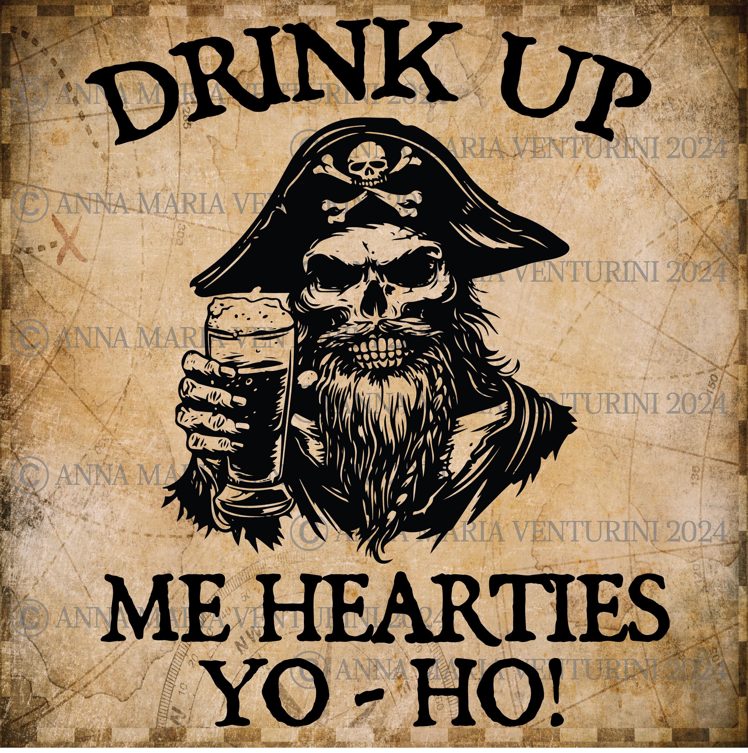 Pirate Drinking SVG PNG JPG: Drink up Me Hearties (digital Download) - Etsy