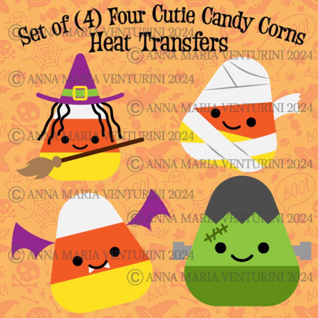 Halloween Candy Corn Heat Transfer: Witch, Vampire, Mummy, Frankenstein ...