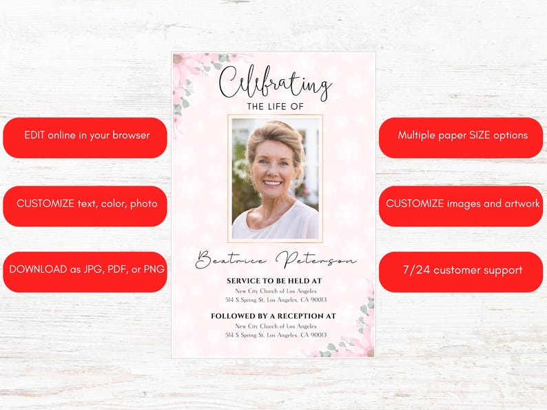 Funeral Poster Funeral Welcome Sign for Women Memorial Sign Obituary ...