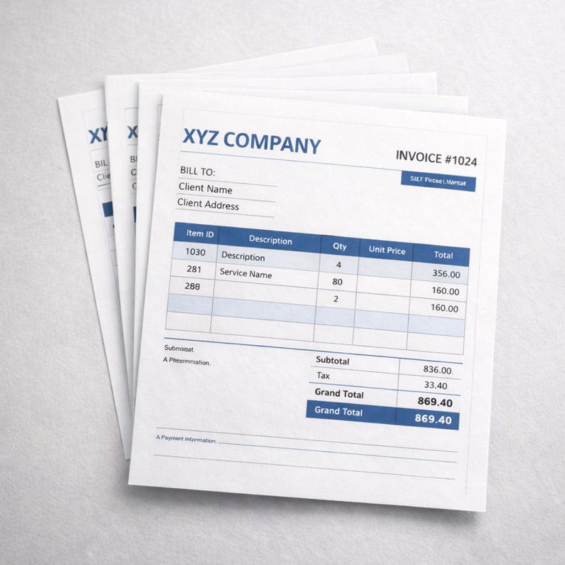 Bookkeeping Invoice Template | Editable Excel Invoice | Small Business ...