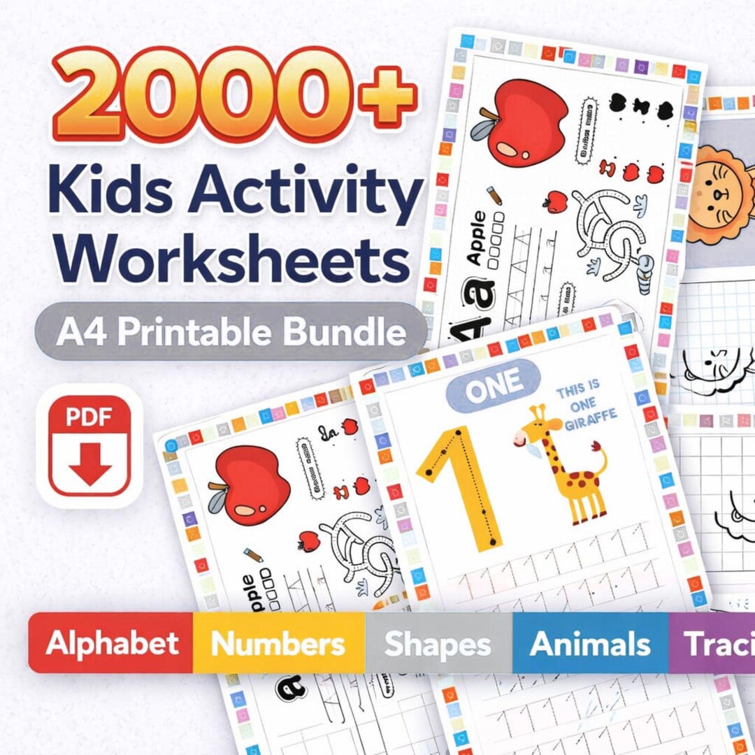 2000 Kids Activity Worksheets Bundle | Preschool Pre-k Kindergarten ...