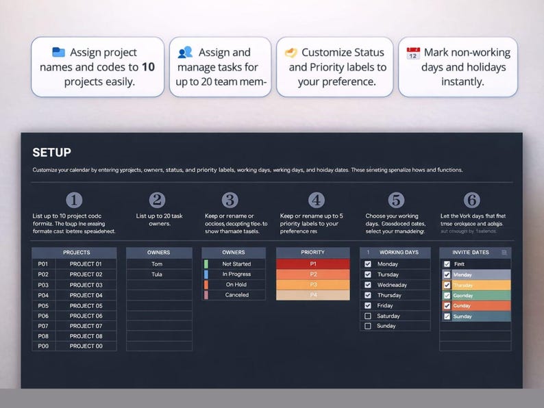 Project Management Excel Template Multi Project Task Tracker, Gantt Chart & Kanban Board ...