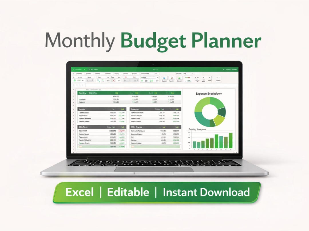 Monthly Budget Planner Excel Spreadsheet | Expense & Bill Tracker ...