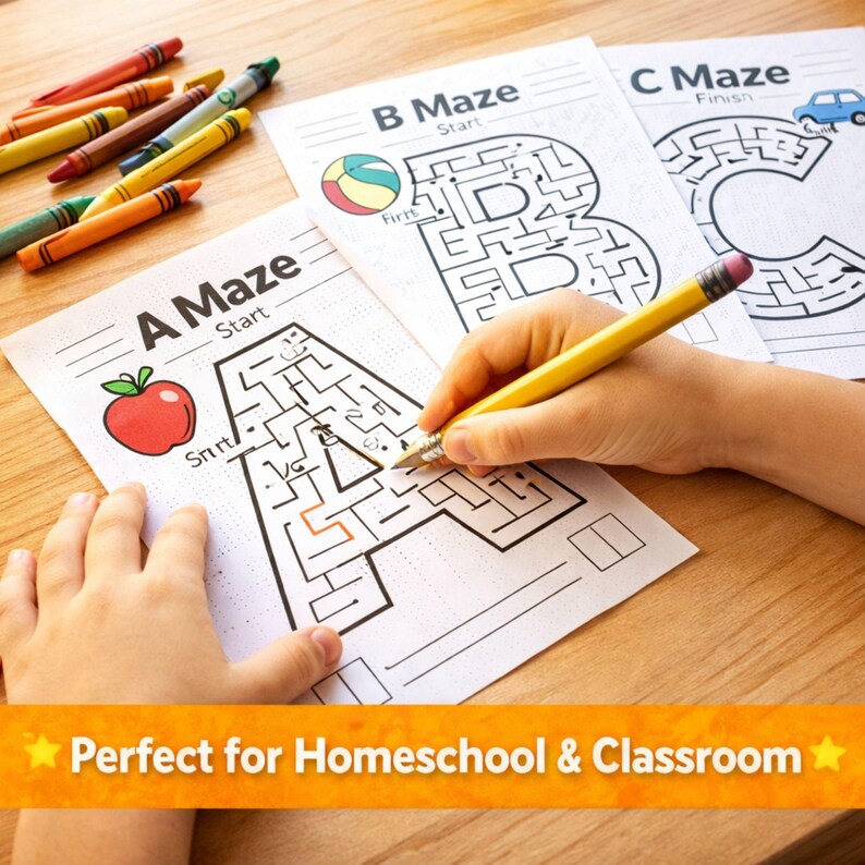 Alphabet Maze Worksheets A-Z Printable | 100 Pages Letter Mazes for ...