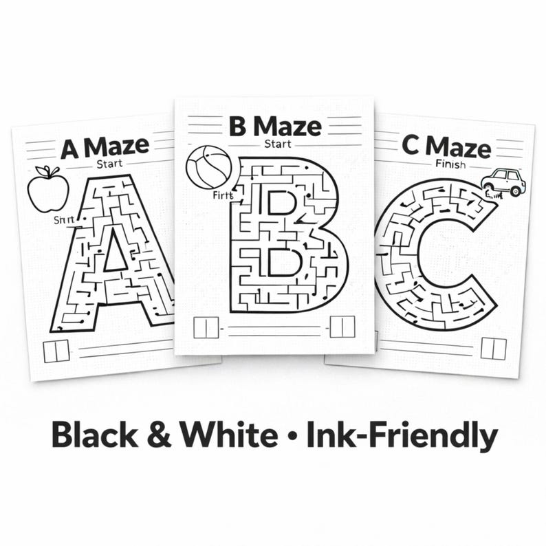 Alphabet Maze Worksheets A-Z Printable | 100 Pages Letter Mazes for ...