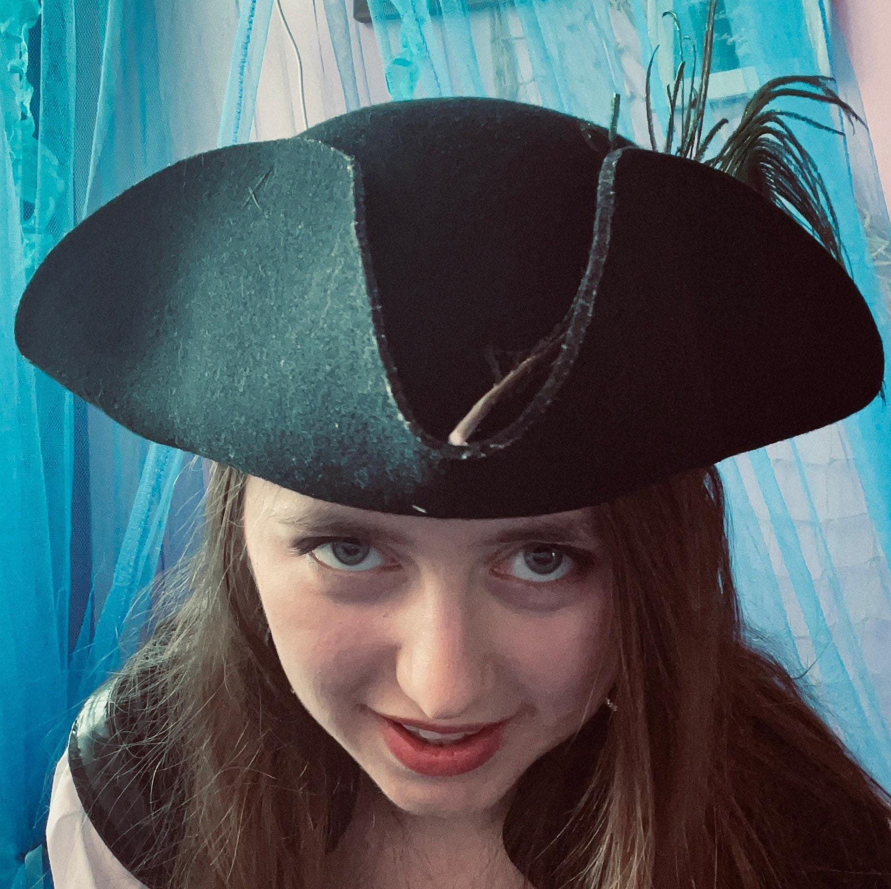 Custom Wool Pirate Hat With Feathers, Jack Sparrow, Poldark, Outlander ...