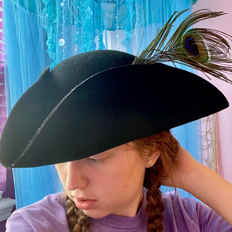 Custom Wool Pirate Hat With Feathers, Jack Sparrow, Poldark, Outlander ...