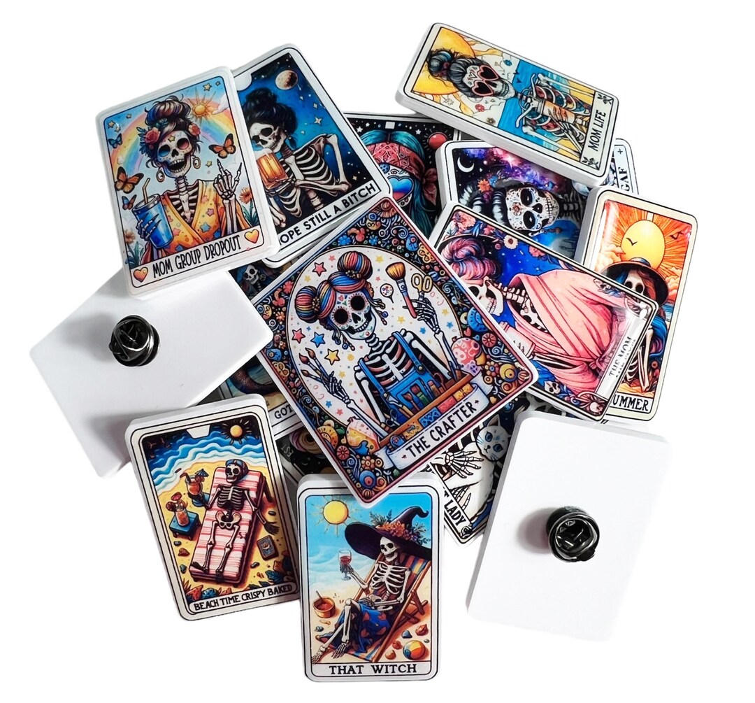 Funny, Sassy, Skeleton, Tarot Card Pins - 2” Collectible Trading Pins ...