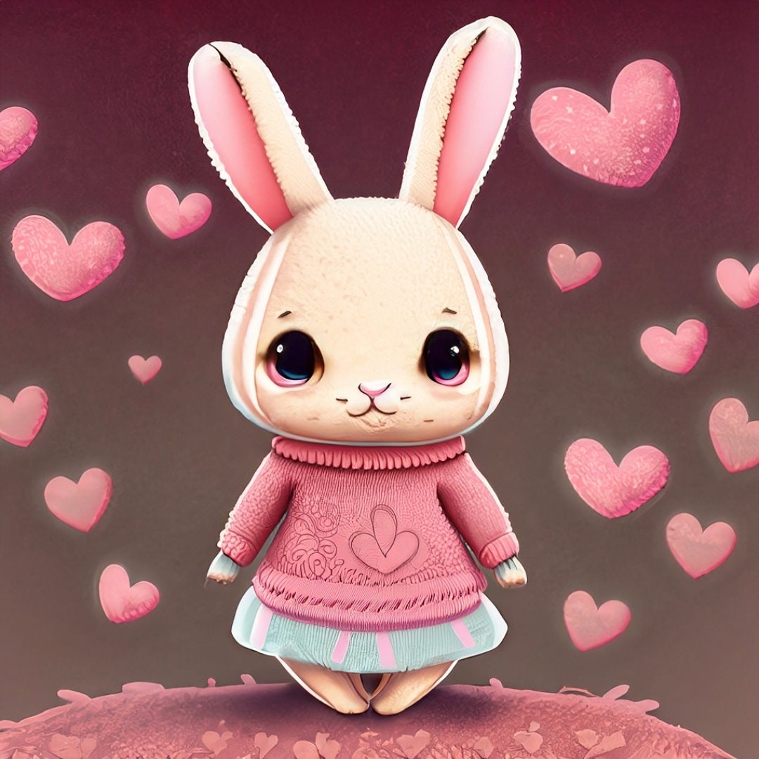 Whisker Wonderland: Kawaii Bunny Pink PNG Sublimation Digital - Etsy