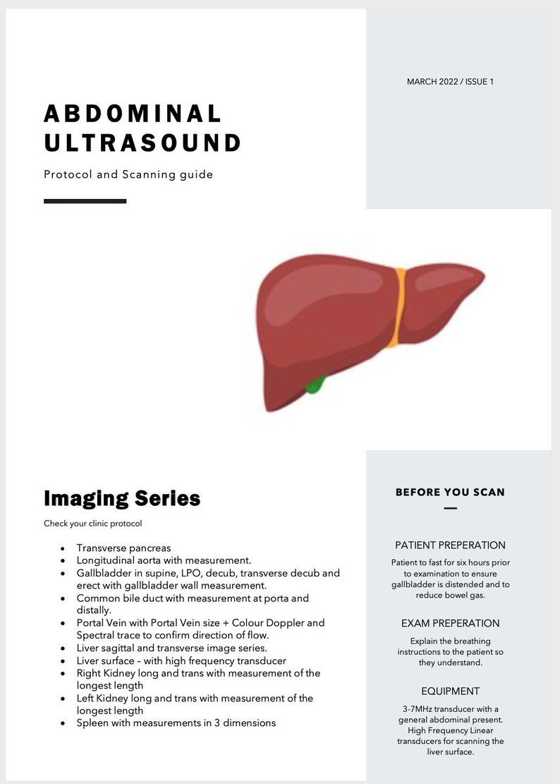 Abdominal Ultrasound Protocol and Scanning Guide - Etsy