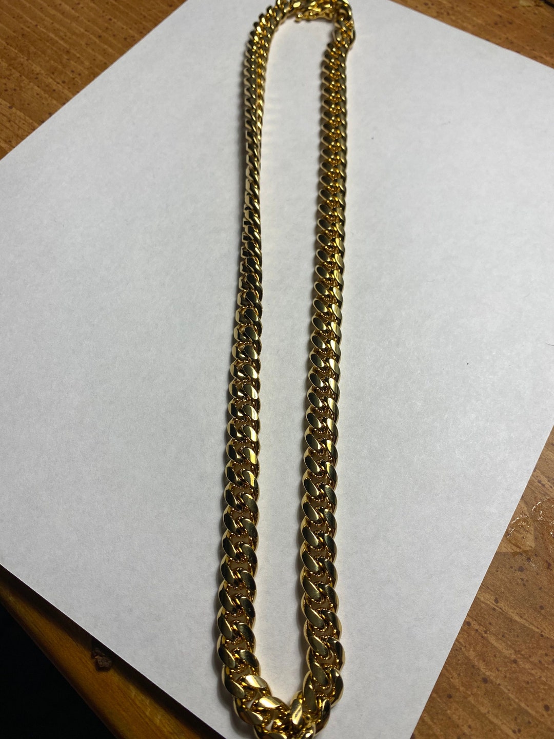 14K Gold Plated Miami Cuban Chain Necklace 24 Inch Stainless Steel - Etsy