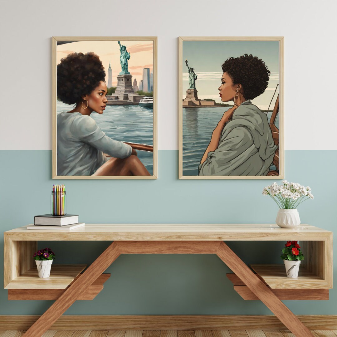 Cruising on the Hudson River, NYC Art, Printable Art, Black Woman Art ...