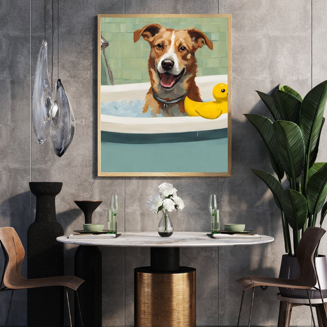 Dog Bath Time Printable Art, Puppies Printable Art, Digital Art, Pet ...