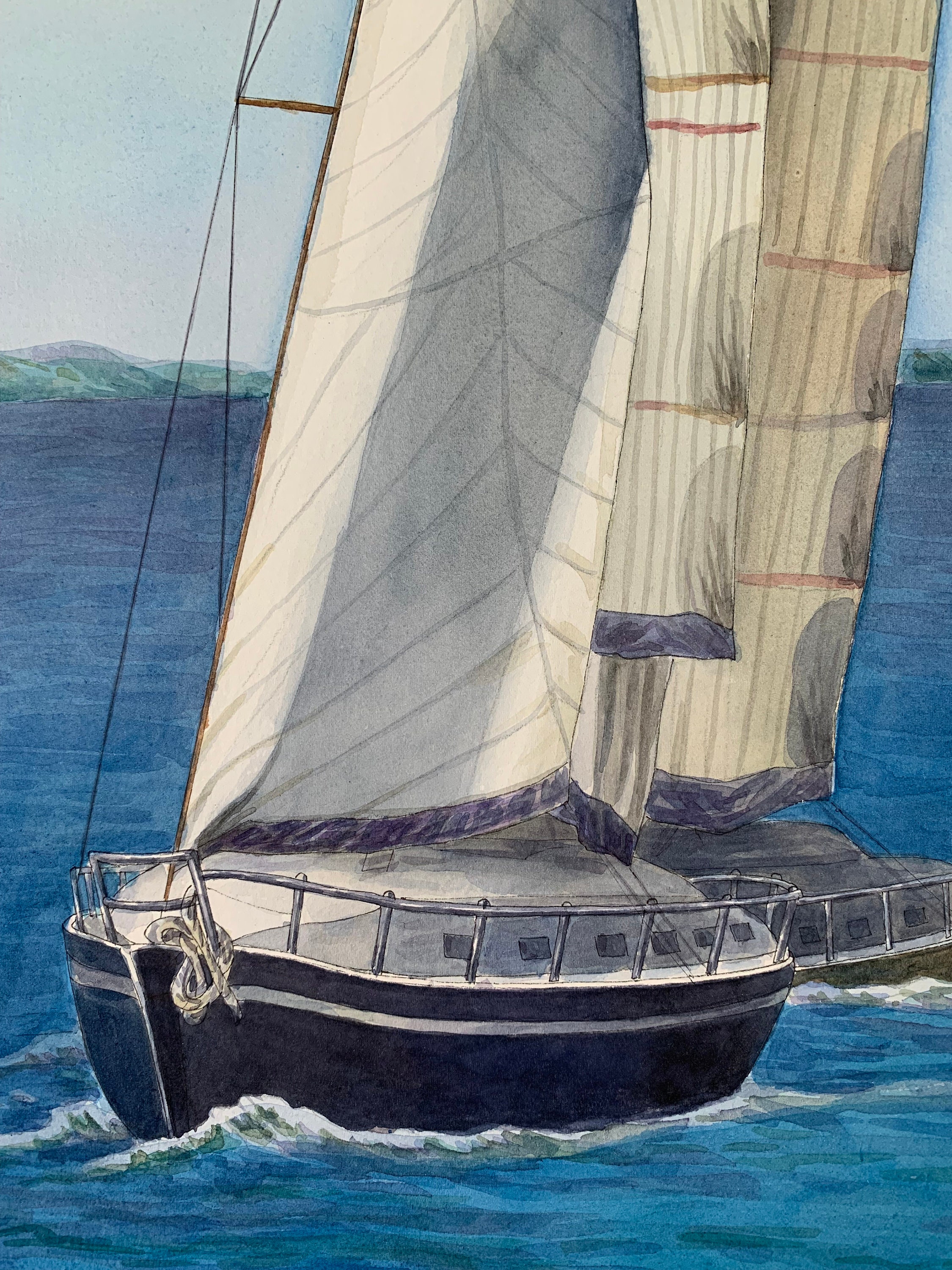 Original Watercolour and Ink Painting/regatta Painting 36cm (W) X 55cm ...