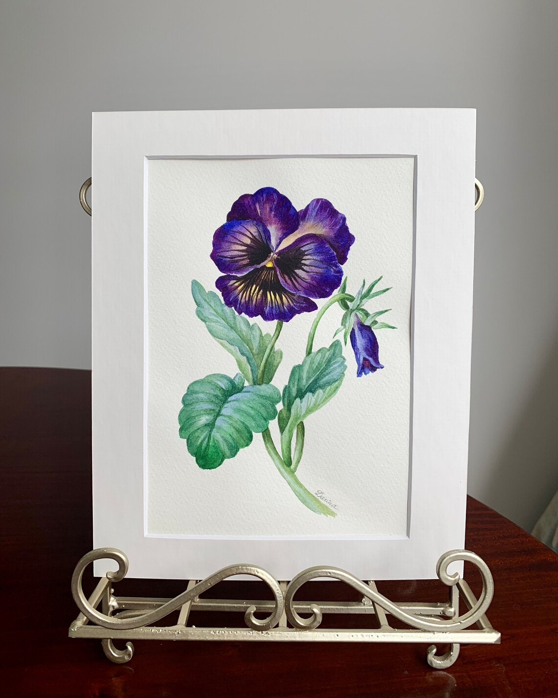 Original Watercolour Painting A5/ Violet Flower/original Artwork ...
