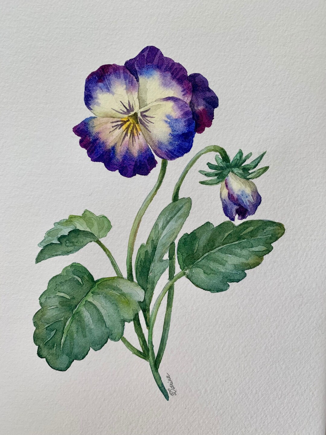 Original Watercolour Painting A5/ Violets Painting/original Artwork ...