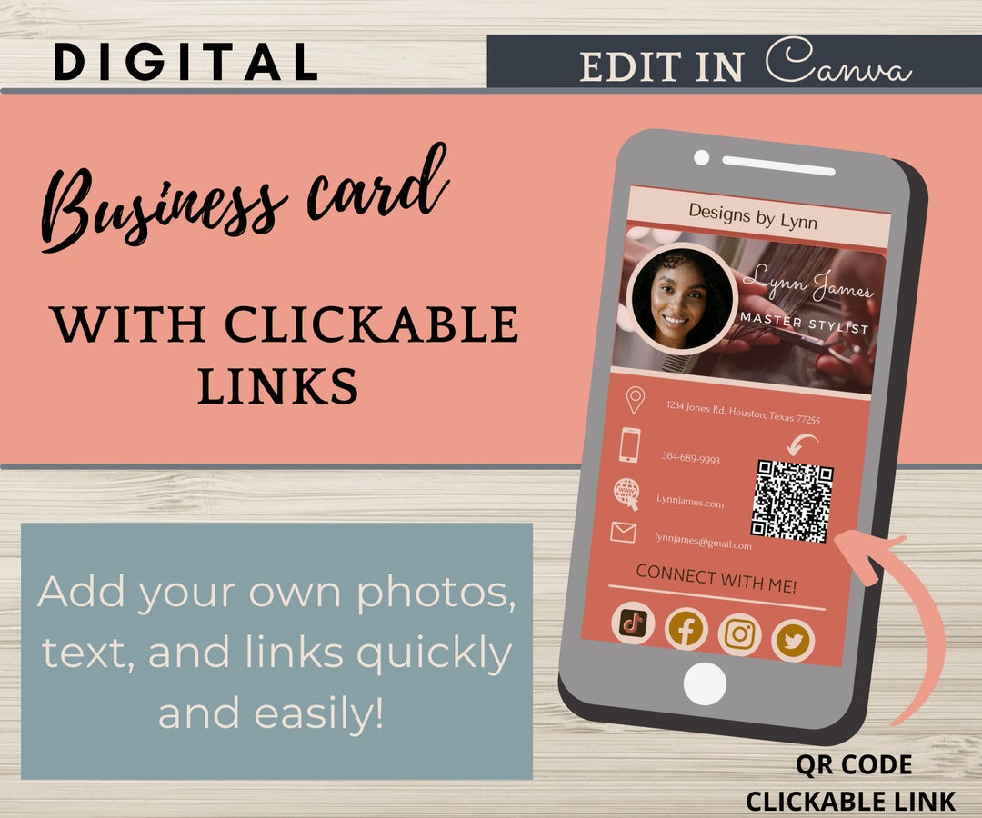 DIGITAL Business Card With QR Code, Editable Digital Business Card in ...